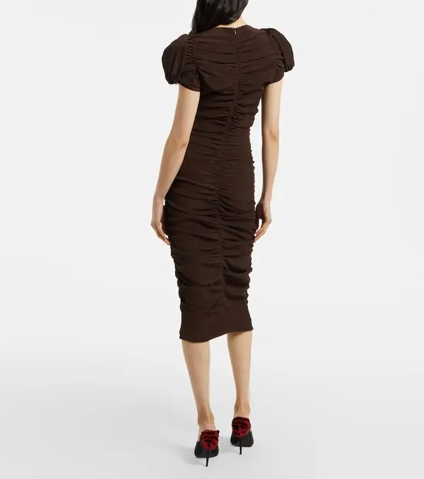 Magda Butrym Puff Sleeve Silk Midi Dress