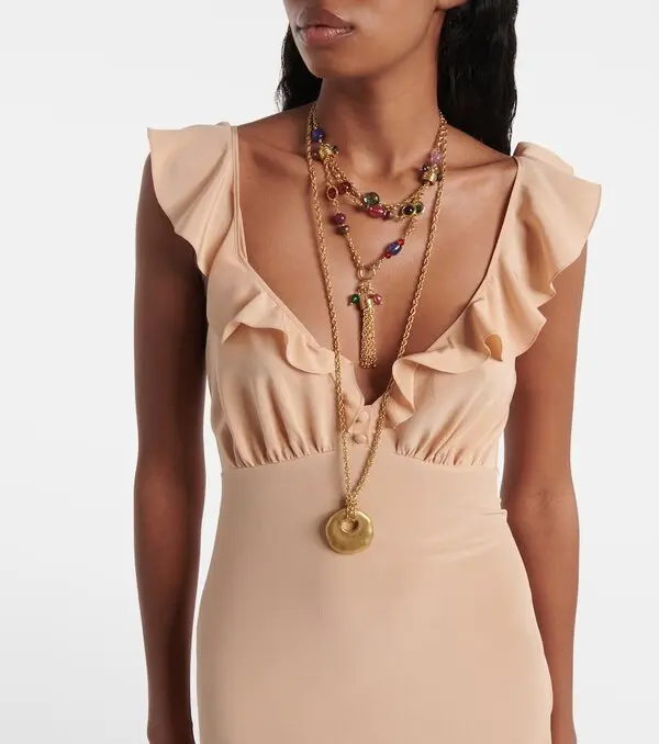 Chloé Ruffled Silk Crêpe De Chine Maxi Dress - Brown