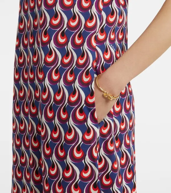 La DoubleJ Sporty Swing Printed Cotton Jersey Midi Dress - Multicoloured