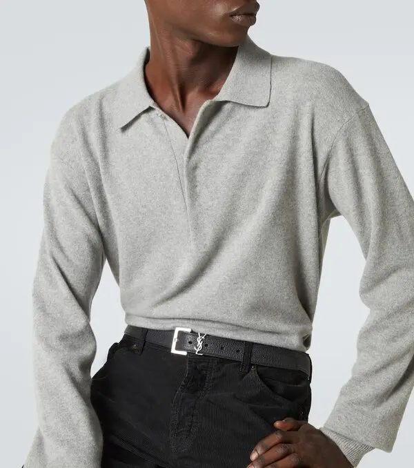 Saint Laurent Wool Polo Sweater - Grey