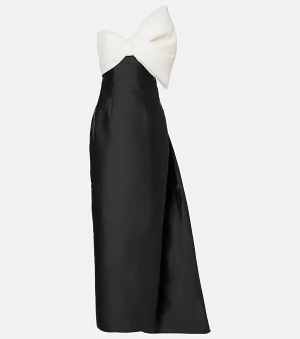 Monique Lhuillier Bow-detail Asymmetric Draped Gown - Black
