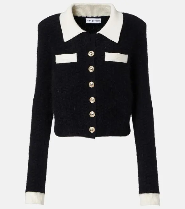 SELF-PORTRAIT Cropped Cardigan - Black