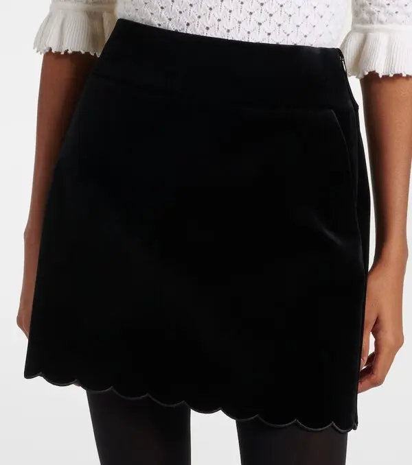 Chloé Scalloped Cotton Velvet Miniskirt