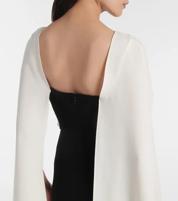 Roland Mouret Caped Floral-appliqué Gown