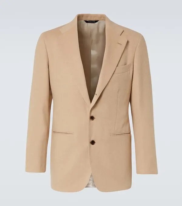 SAMAN AMEL Camel Hair Suit Jacket - Beige