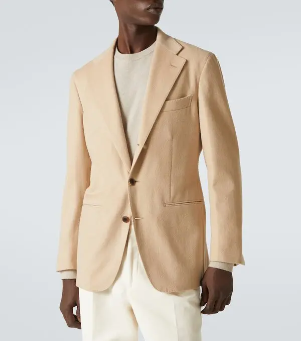 SAMAN AMEL Camel Hair Suit Jacket - Beige