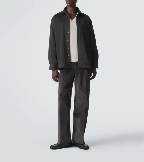 SAMAN AMEL Cotton Corduroy Wide-leg Pants - Grey