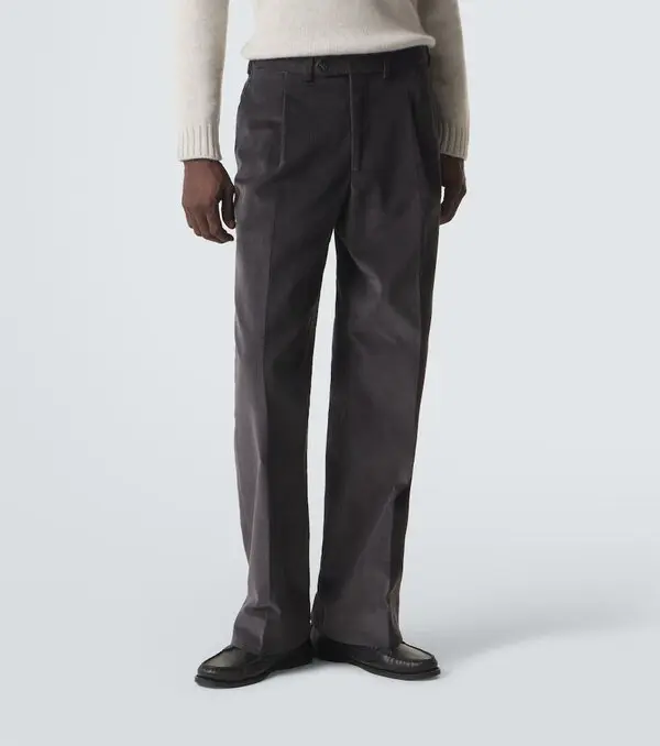 SAMAN AMEL Cotton Corduroy Wide-leg Pants - Grey