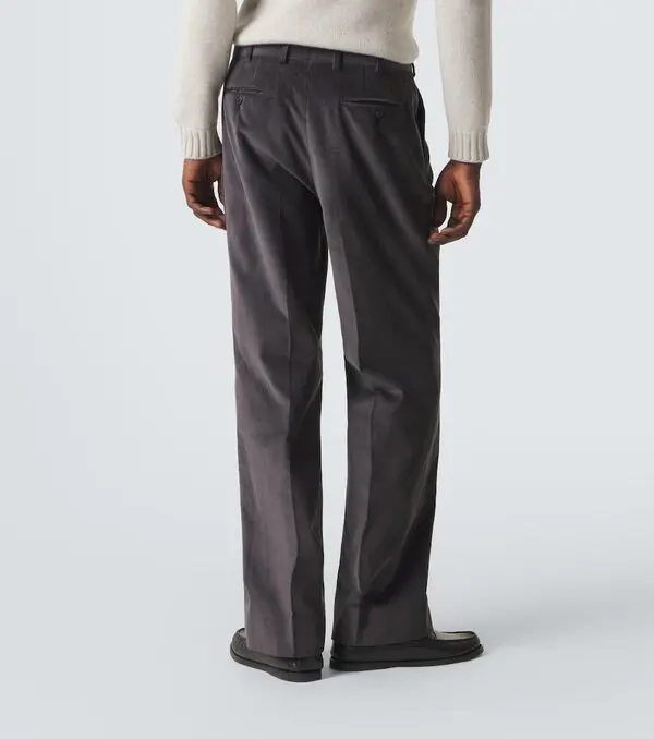 SAMAN AMEL Cotton Corduroy Wide-leg Pants - Grey