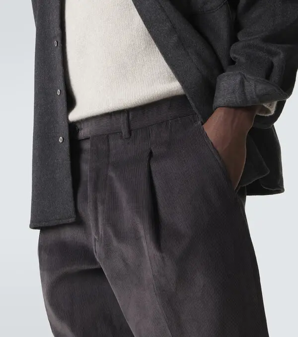 SAMAN AMEL Cotton Corduroy Wide-leg Pants - Grey