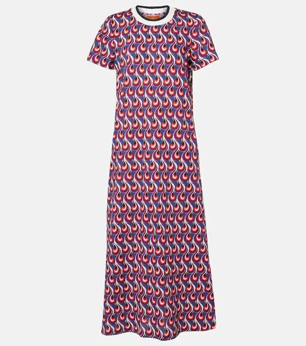 La DoubleJ Sporty Swing Printed Cotton Jersey Midi Dress
