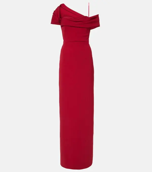 Carolina Herrera Draped Off-shoulder Crepe Gown