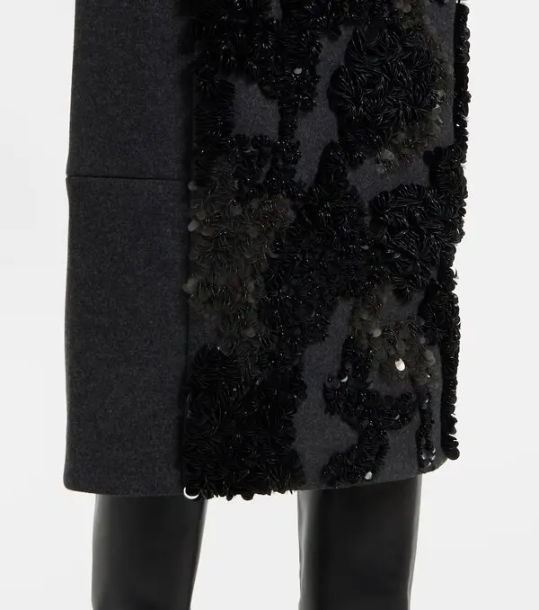 Plan C Sequined Wool-blend Midi Skirt