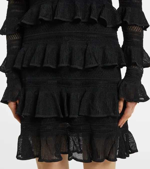 Zimmermann Crush High Neck Frilled Knitted Minidress