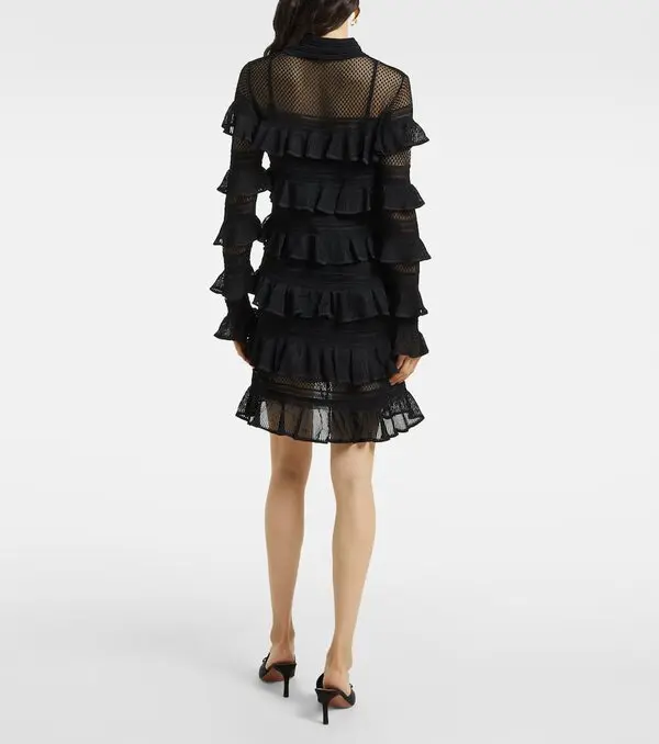 Zimmermann Crush High Neck Frilled Knitted Minidress