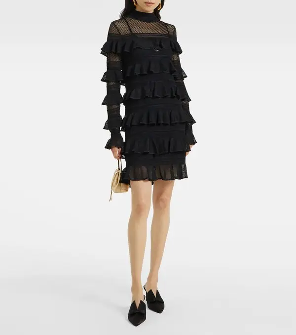 Zimmermann Crush High Neck Frilled Knitted Minidress