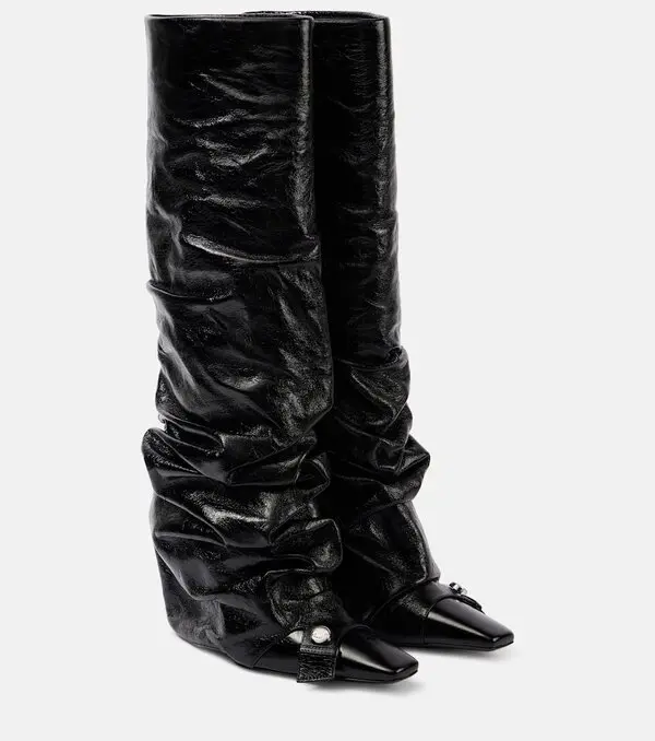 Attico Juno 95 Leather Knee-high Boots - Black