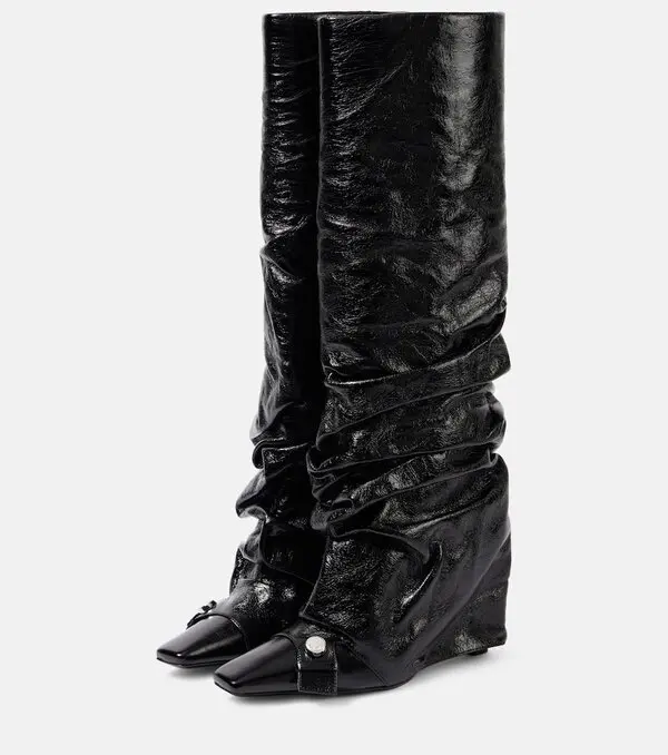 Attico Juno 95 Leather Knee-high Boots - Black