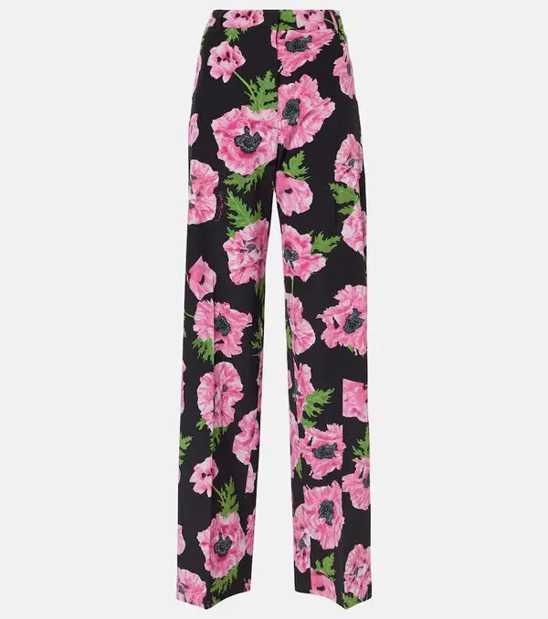 Stella McCartney Poppy Floral Wide-leg Pants - Black