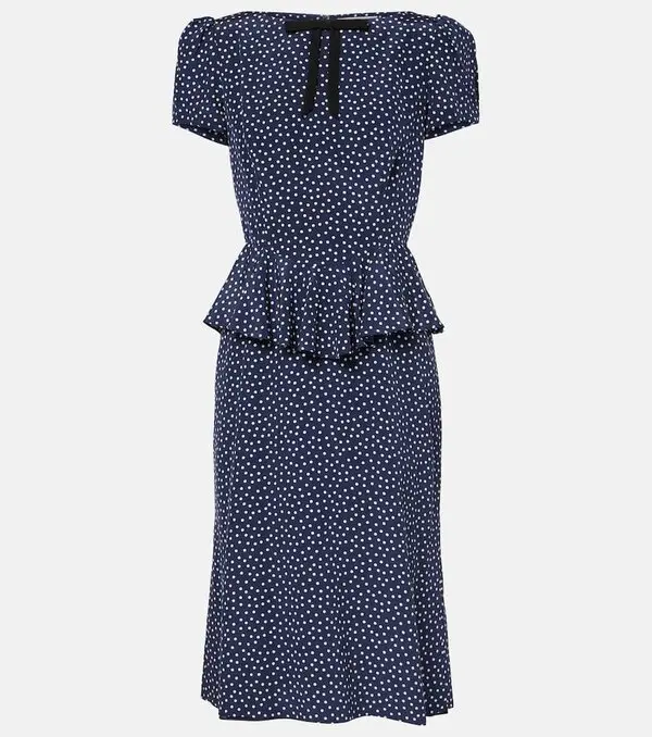Alessandra Rich Polka-dot Silk Midi Dress