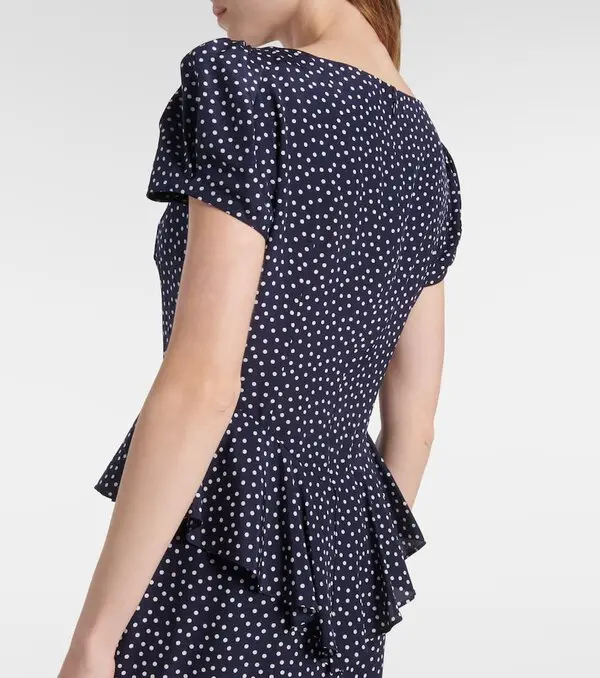 Alessandra Rich Polka-dot Silk Midi Dress
