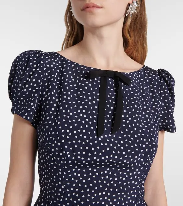Alessandra Rich Polka-dot Silk Midi Dress