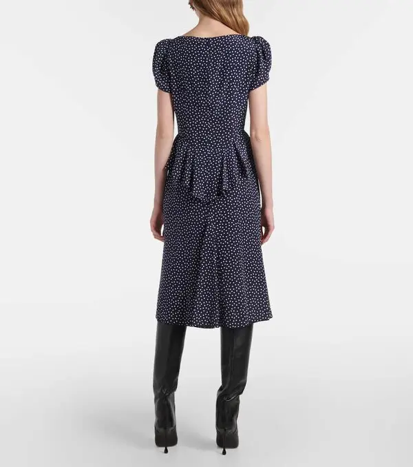 Alessandra Rich Polka-dot Silk Midi Dress