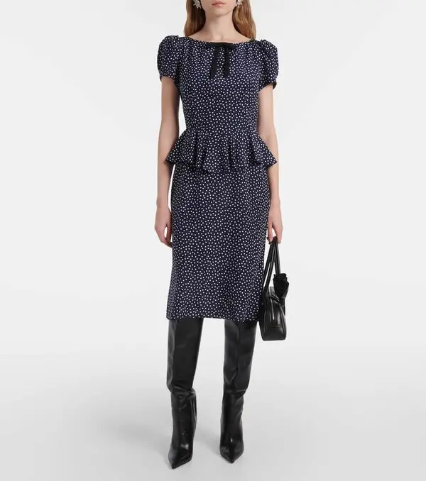 Alessandra Rich Polka-dot Silk Midi Dress
