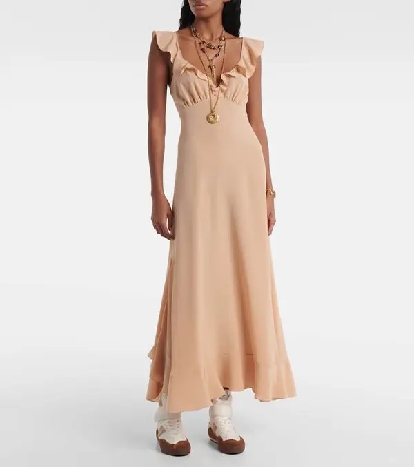 Chloé Ruffled Silk Crepe De Chine Maxi Dress