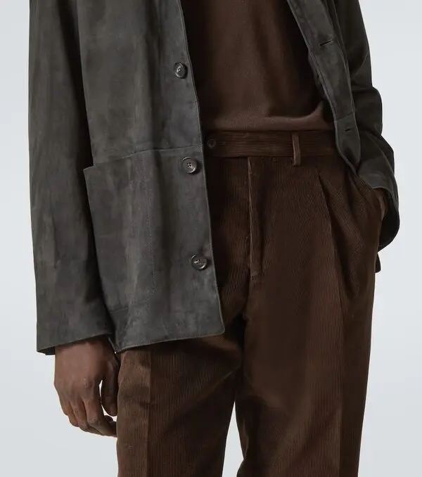 SAMAN AMEL Cotton Corduroy Wide-leg Trousers - Brown