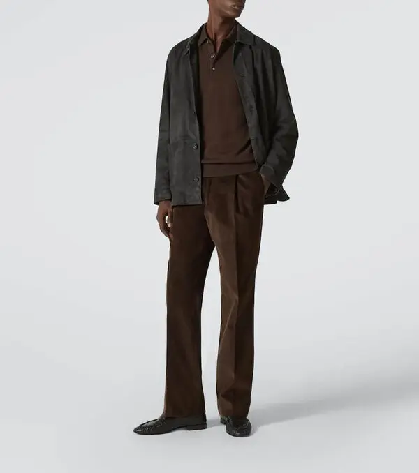 SAMAN AMEL Cotton Corduroy Wide-leg Trousers - Brown