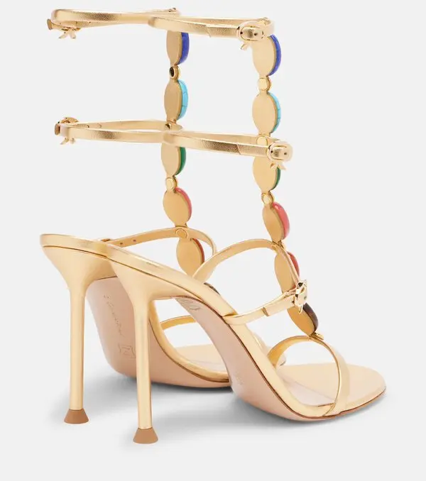 GIANVITO ROSSI Embellished Strappy Sandals - Multicoloured