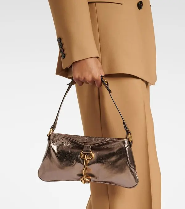 Chloé Kerala 25 Small Metallic Leather Shoulder Bag - Grey