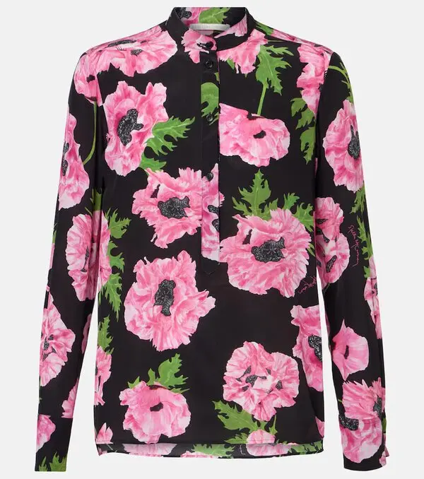 Stella McCartney Poppy Floral Silk Shirt - Black
