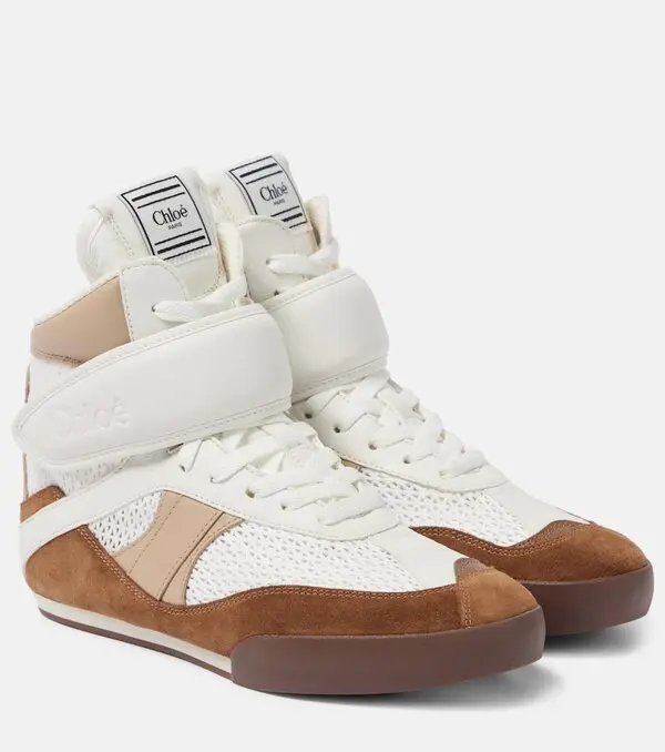 Chloé Kick Leather-trimmed High-top Sneakers