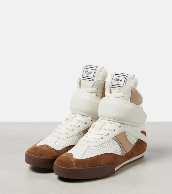 Chloé Kick Leather-trimmed High-top Sneakers