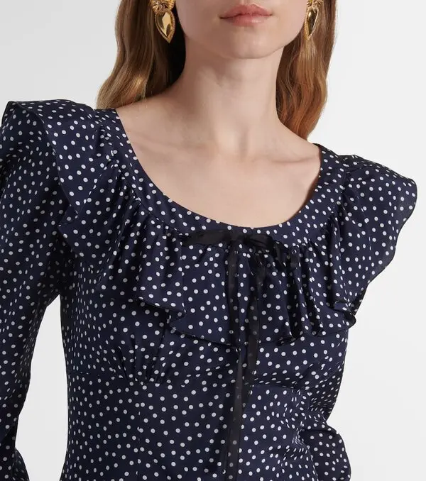Alessandra Rich Polka-dot Printed Silk Maxi Dress