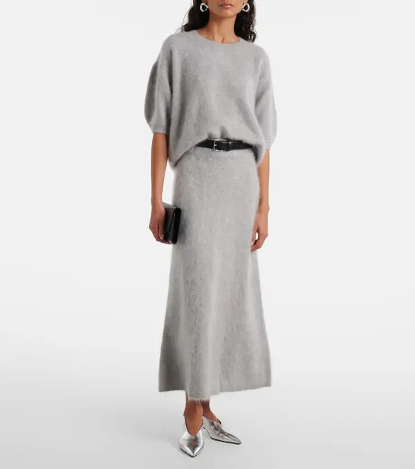 LISA YANG Asta Cashmere Midi Skirt - Grey