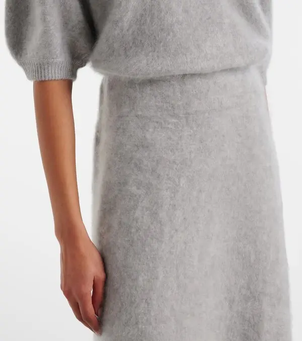 LISA YANG Asta Cashmere Midi Skirt - Grey
