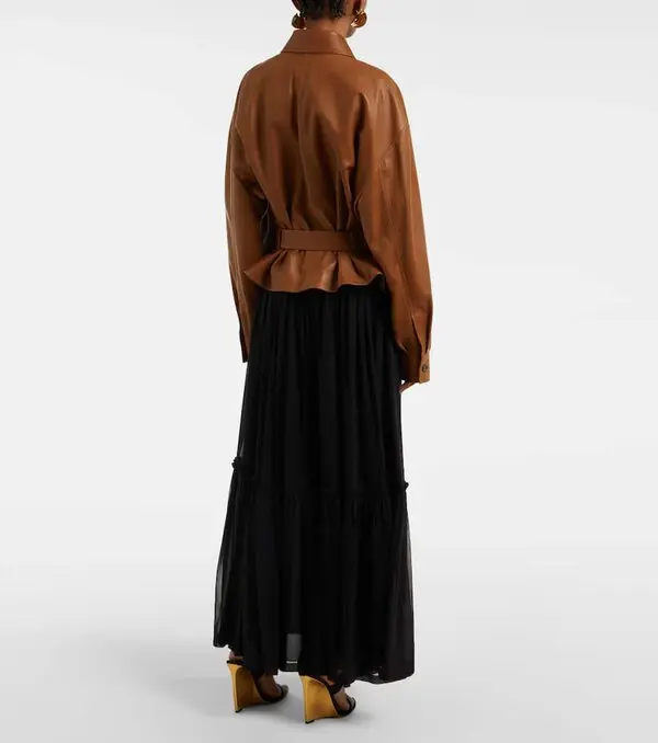 Saint Laurent Saharienne Cropped Leather Jacket