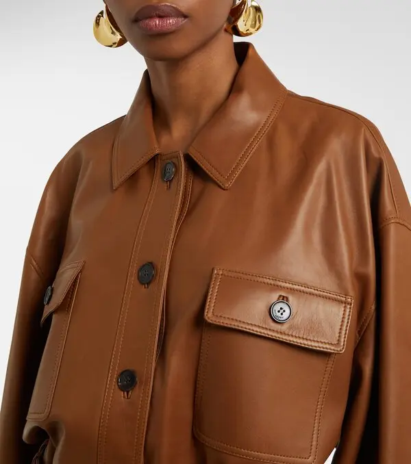 Saint Laurent Saharienne Cropped Leather Jacket