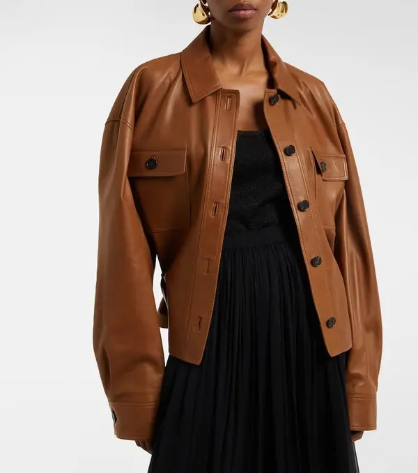 Saint Laurent Saharienne Cropped Leather Jacket