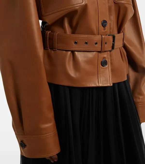 Saint Laurent Saharienne Cropped Leather Jacket
