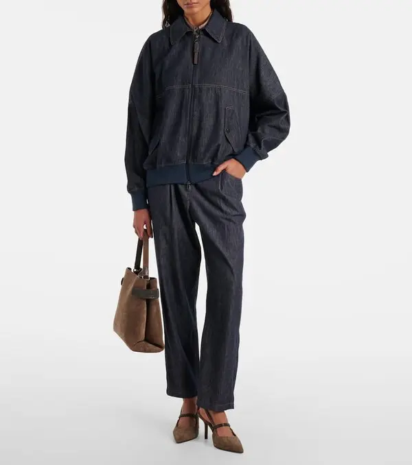Brunello Cucinelli Denim Bomber Jacket