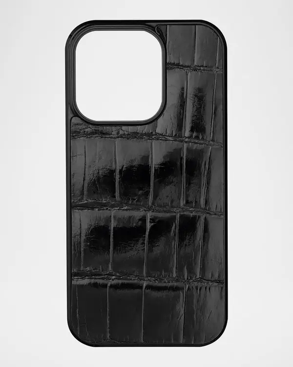 ABAS Apos;s Iphone 14 Pro Alligator Phone Case - Black