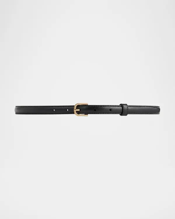 TOTEME Buckle Leather Skinny Belt - Black