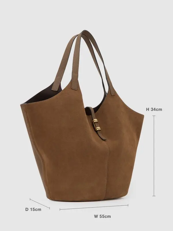 REISS Lyra Leather And Suede Tote Bag - Tan