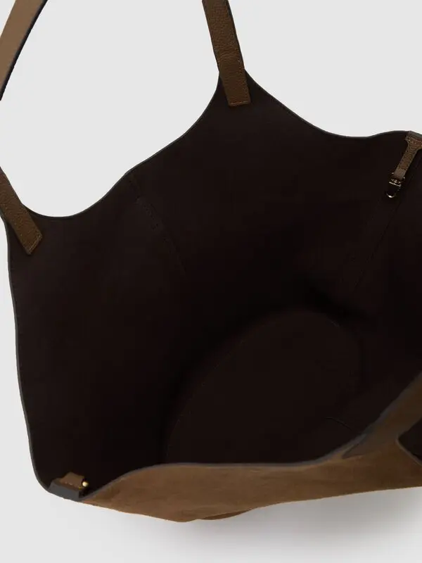 REISS Lyra Leather And Suede Tote Bag - Tan
