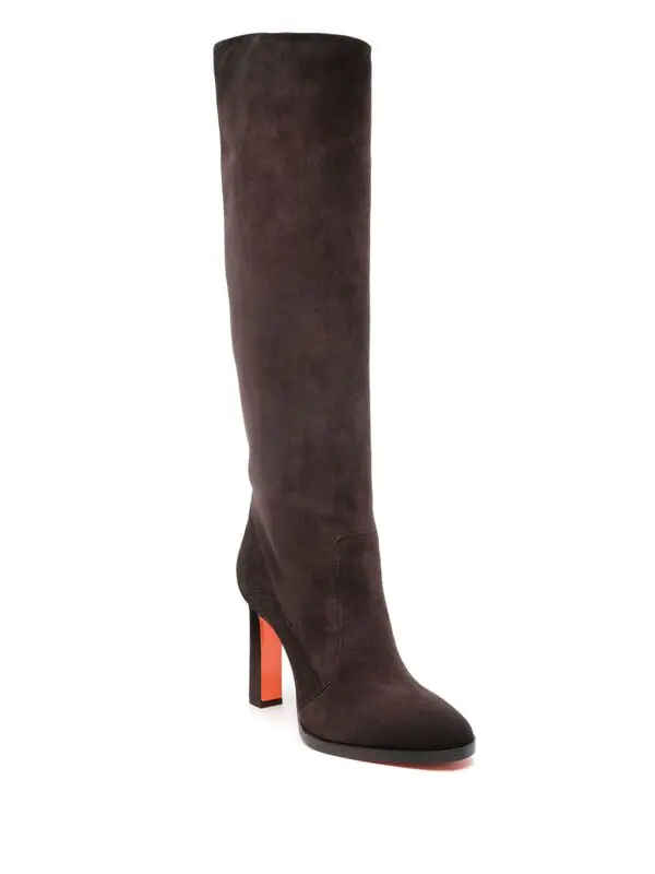 Santoni 90mm Suede Boots - Black