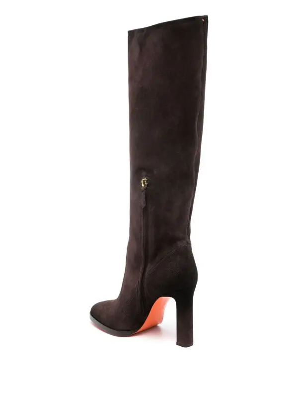 Santoni 90mm Suede Boots - Black